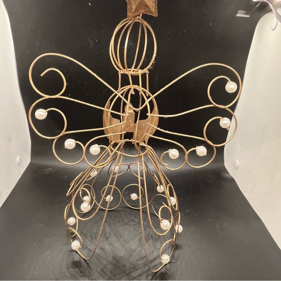 Source Unknown | Holiday | Vintage Gold Wire Angel Holding Trumpet Tree ...